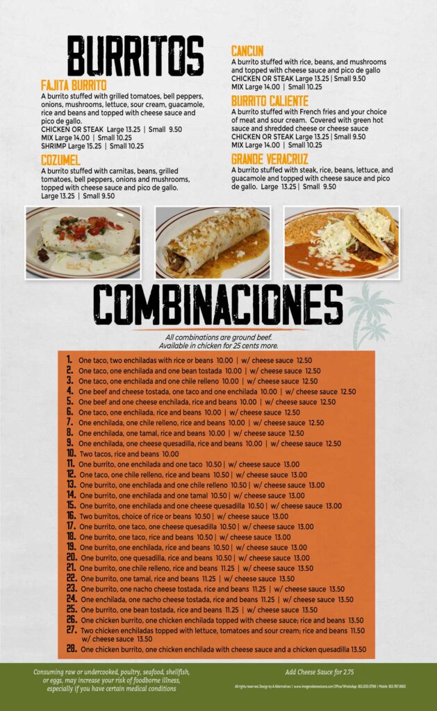 To Go Menu – Veracruz – Versailles
